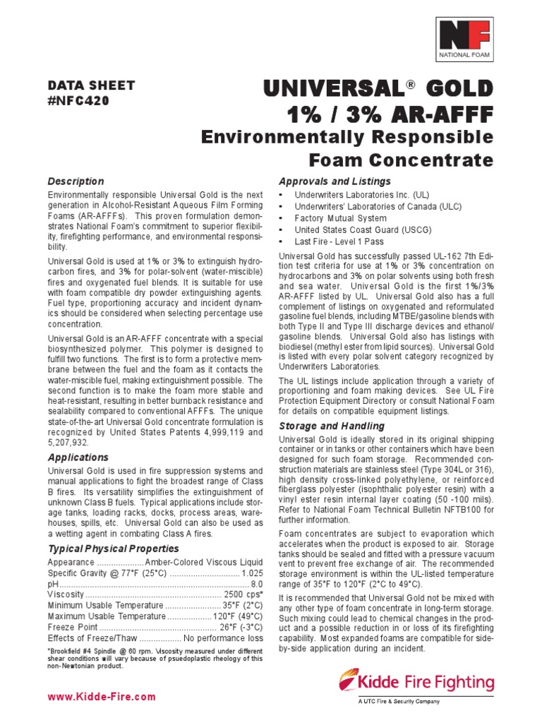 Universal Gold Data Sheet PDF | PDF | Physical Sciences | Materials