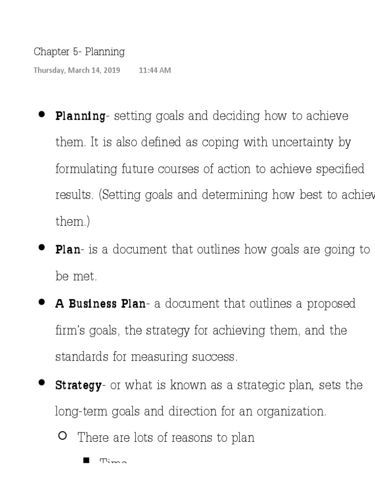 Assignment: All About You: Chapter 5-Planning | PDF | Goal | Strategic ...