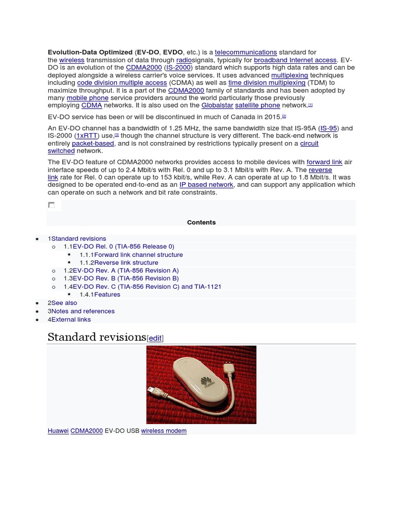 Standard Revisions: Evolution-Data Optimized (EV-DO, EVDO, Etc.) Is A ...