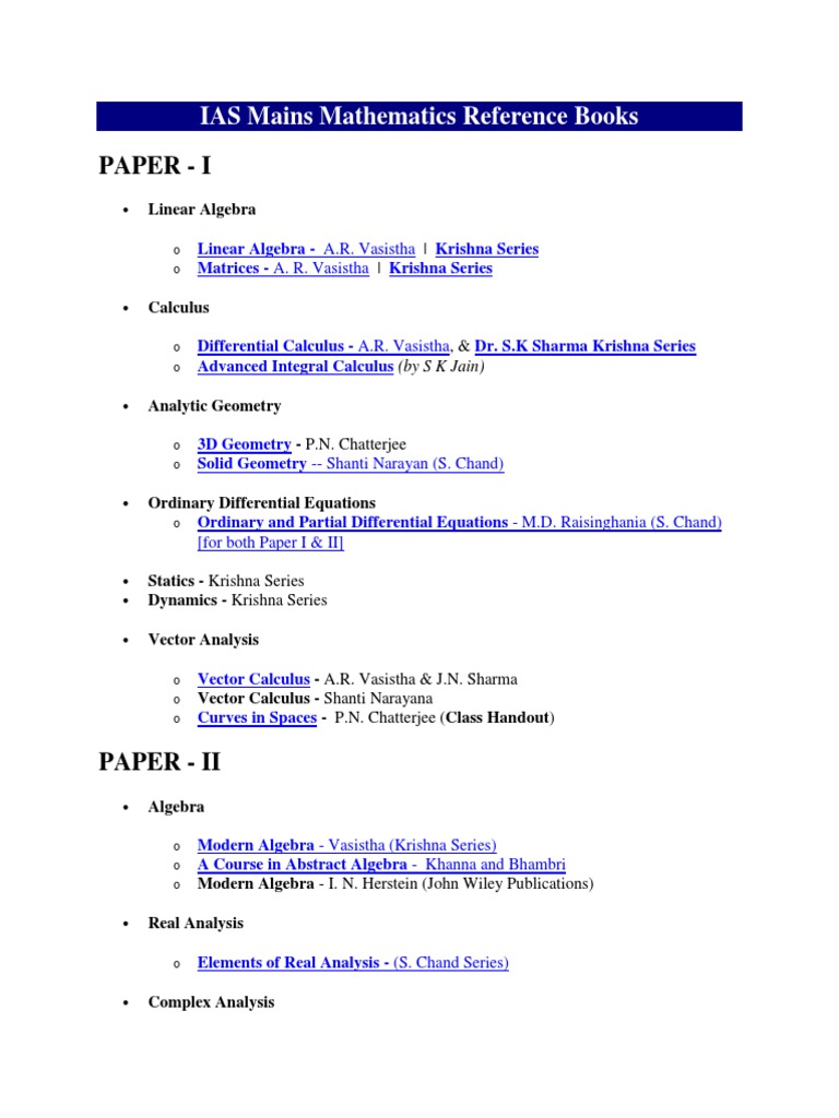 IAS Math Reference Books PDF | PDF | Equations | Differential Calculus
