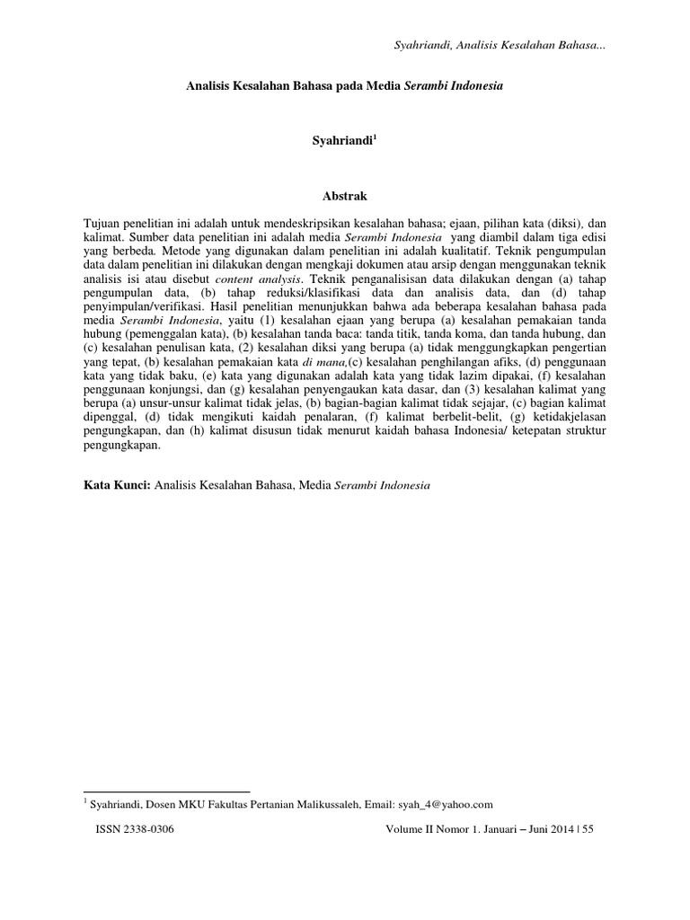 Jurnal Mini Riset Bahasa Indonesia | PDF