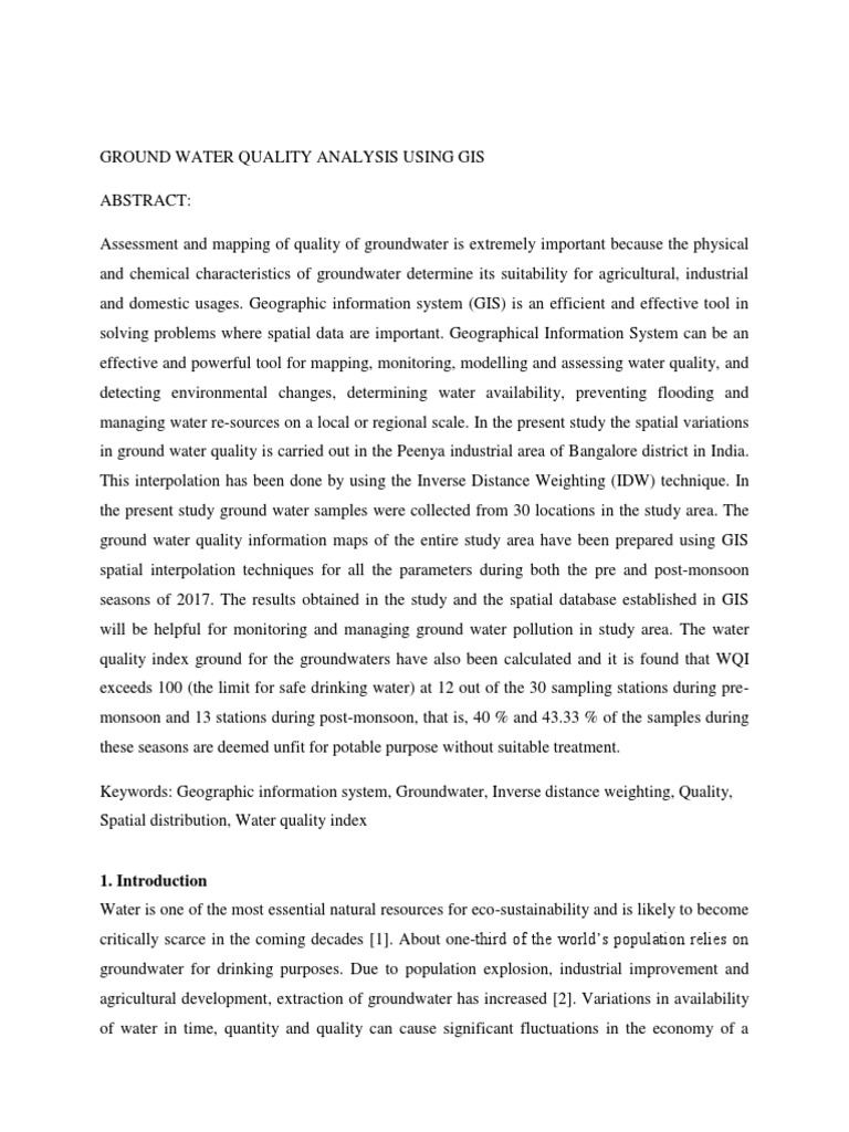 Ground Water Quality Analysis Using Gis | PDF | Geographic Information ...