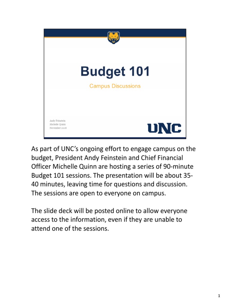 UNC Budget 101 Presentation | PDF | Government Budget Balance | Deficit ...