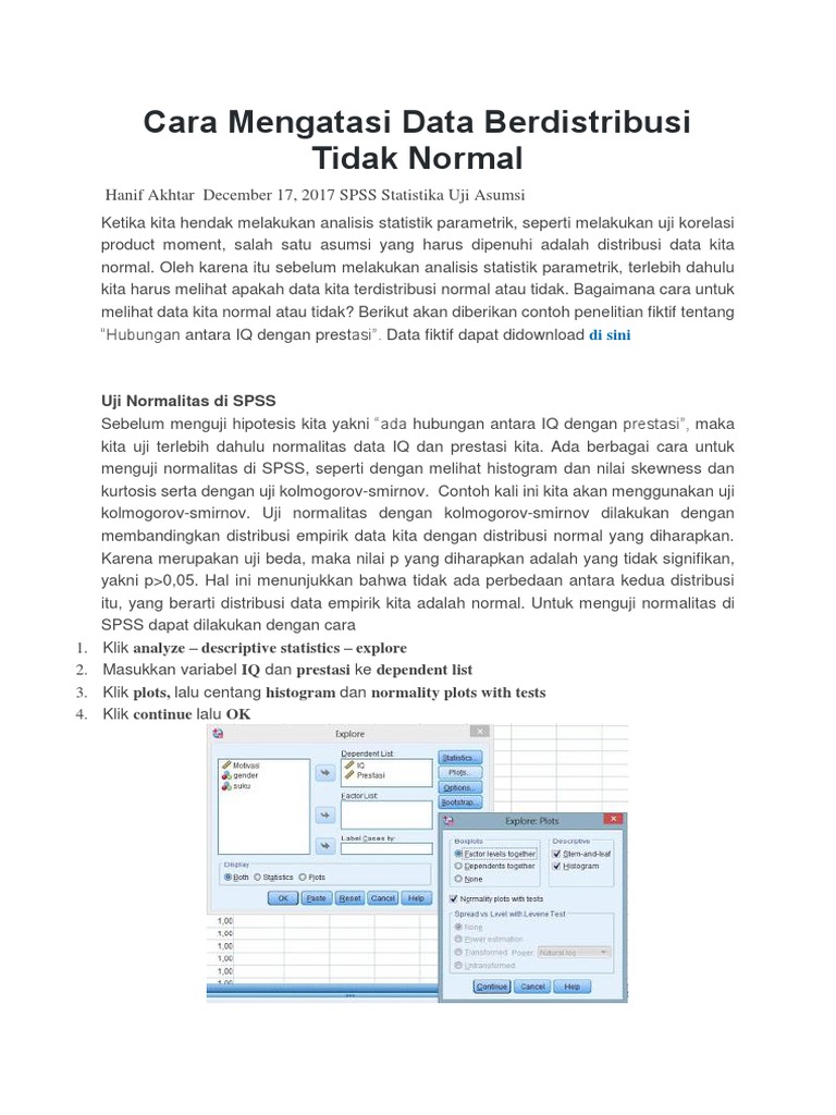 Mengatasi Data Tidak Normal di SPSS | PDF