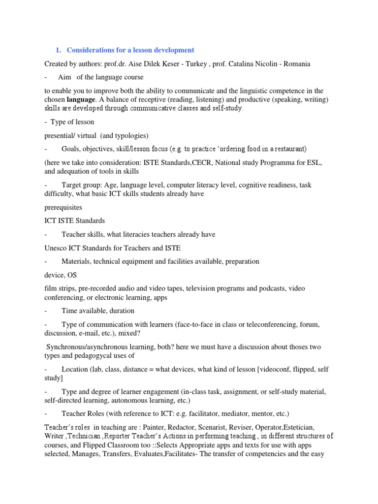 1 Considerations For A Lesson Development | Download Free PDF ...