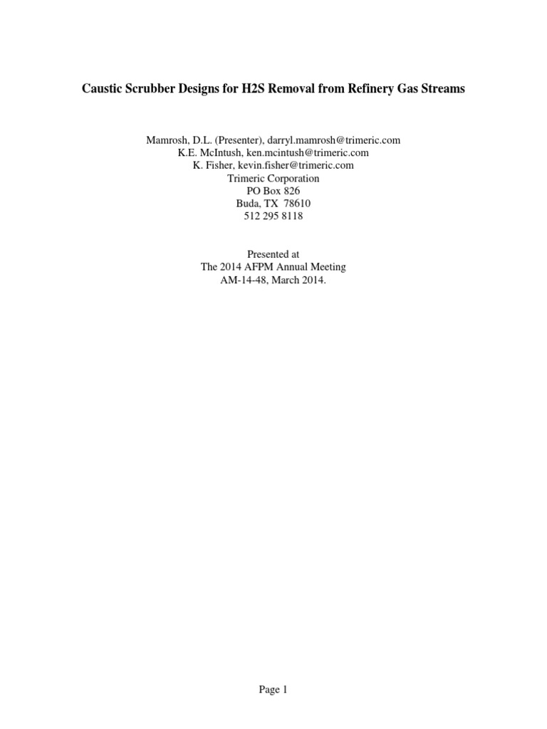 Caustic Scrubber Designs For Refinery Gases Compl PDF | PDF | Sodium ...