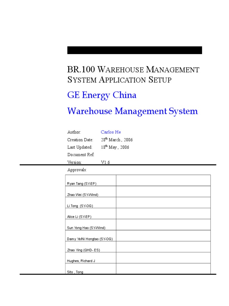 BR100 Warehouse Management System Application Setup V1 6 | PDF | Inventory | Warehouse