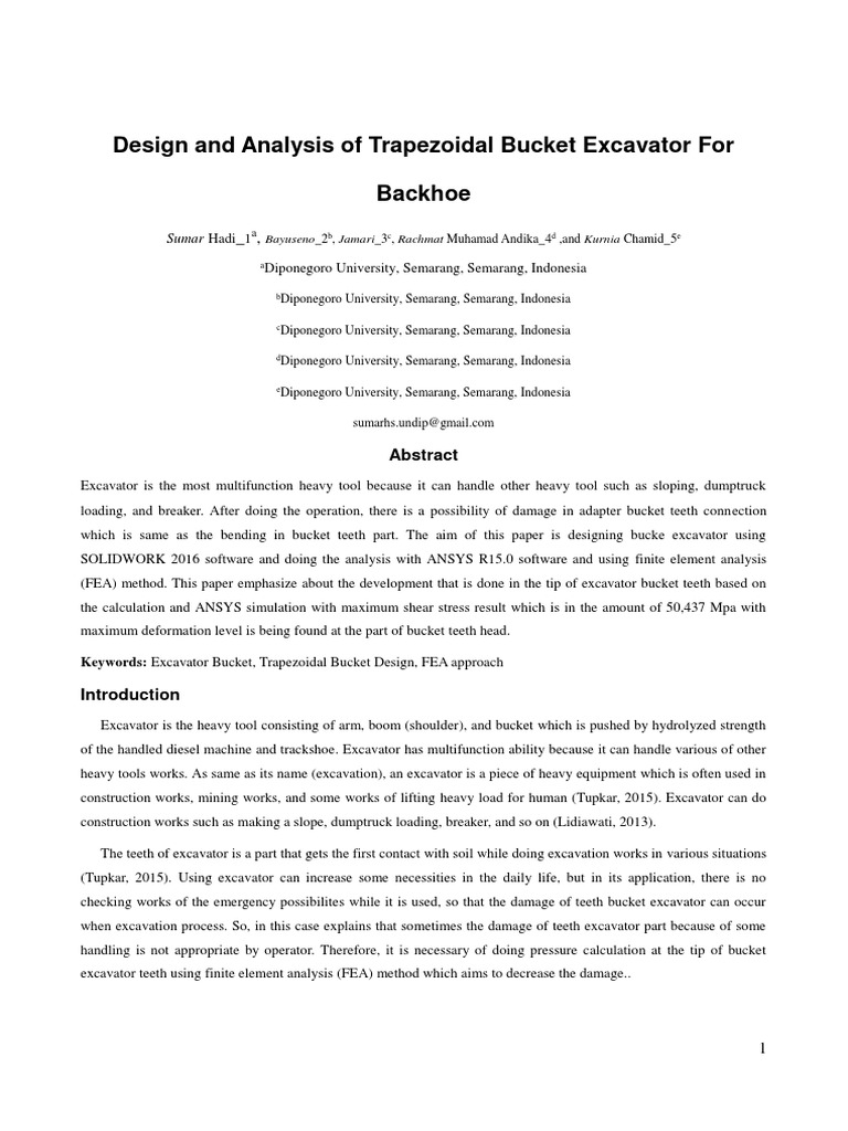 Trapezoidal Excavator Bucket Design | PDF | Strength Of Materials ...