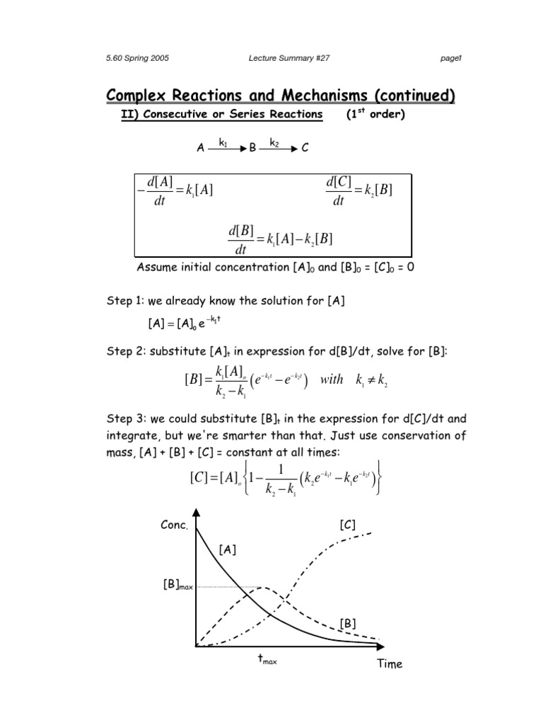 Consecutive, Series, and Reversible Reactions | PDF | Chemical ...