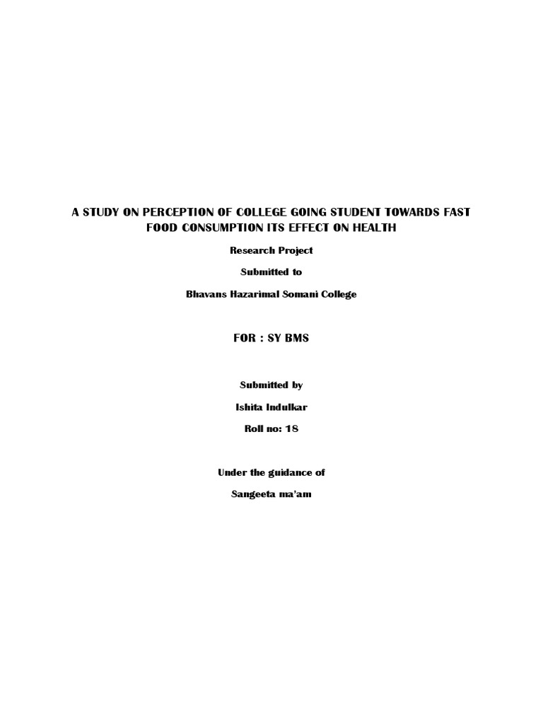 College Students' Fast Food Perception Study | PDF | Fast Food | Obesity