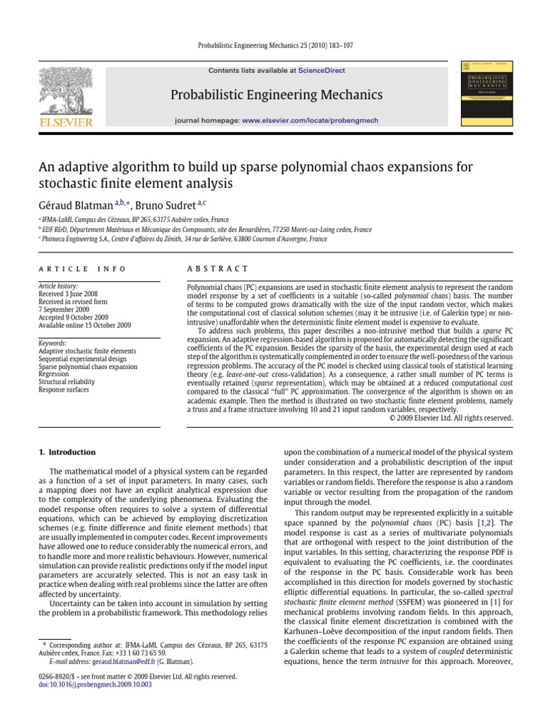 An Adaptive Algorithm To Build Up Sparse Polynomial Chaos Expansions ...
