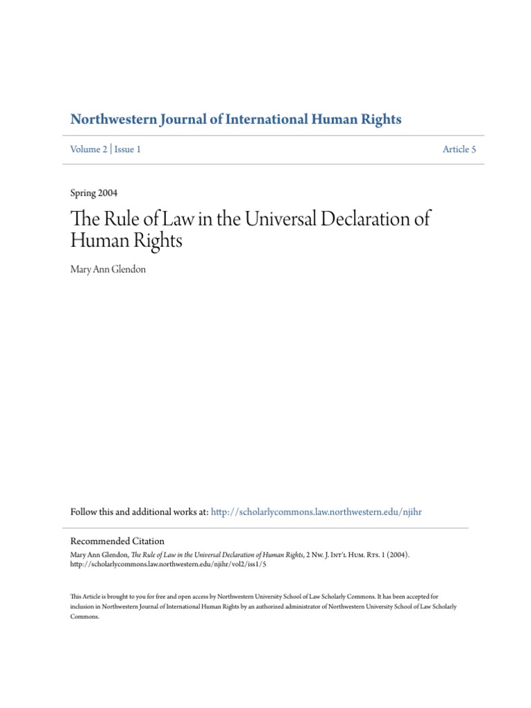 The Rule of Law in The Universal Declaration of Human Rights PDF | PDF ...