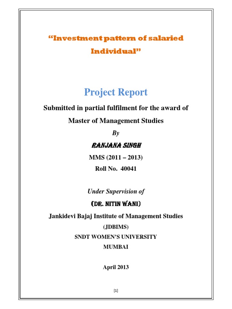 Investment Pattern Of Salaried Individual Pdf Download Free Pdf