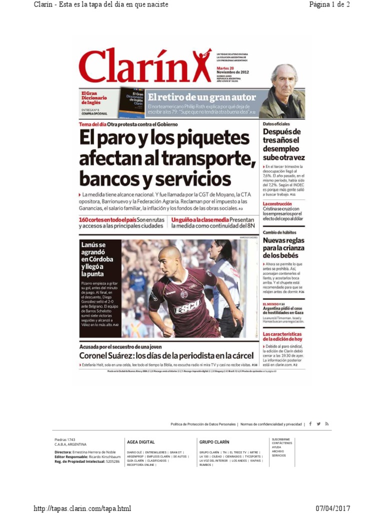 Clarin | PDF | Argentina | Periódico Y Revista