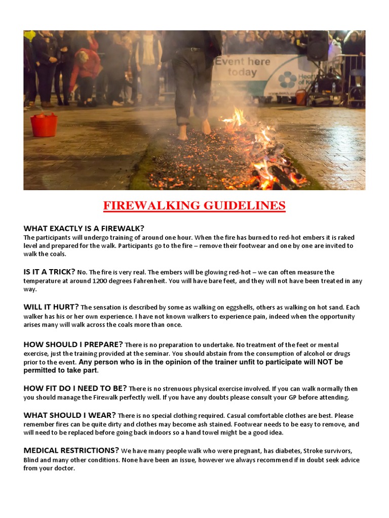 Firewalking Guidelines: What Exactly Is A Firewalk? | PDF | Hypnosis | Risk