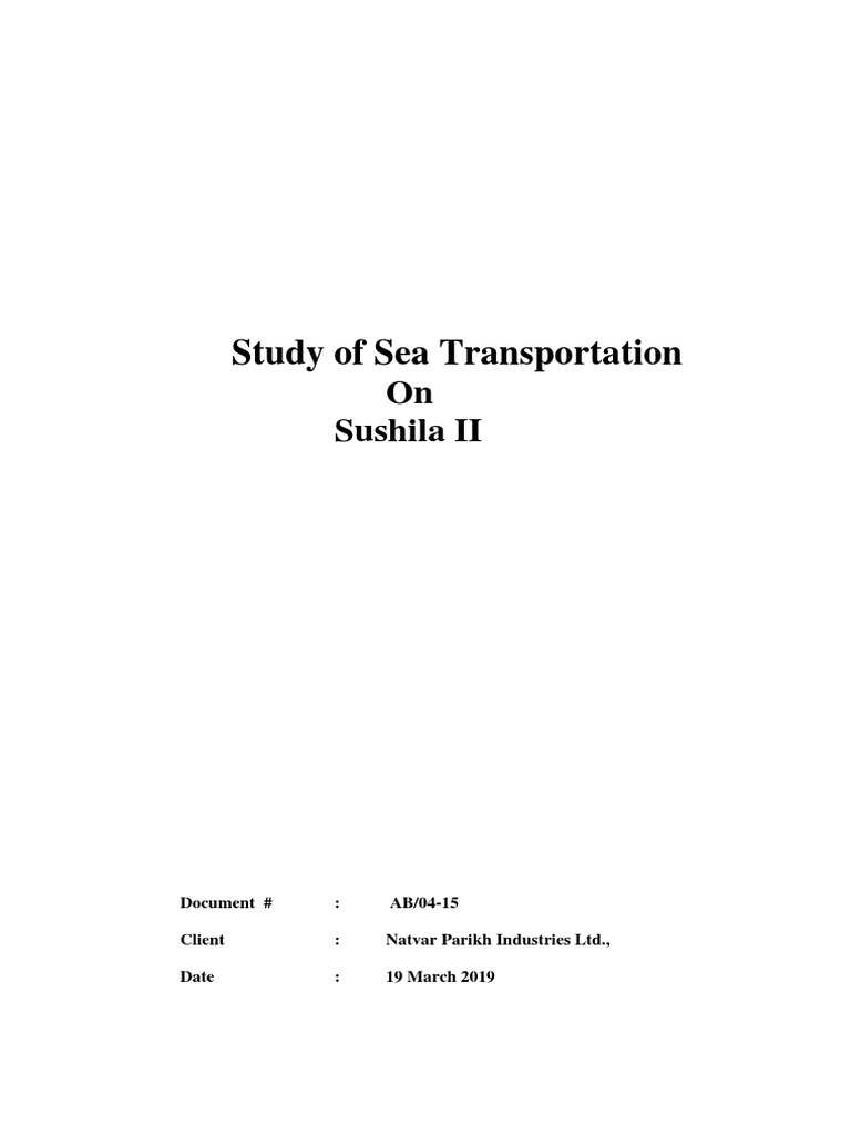 Sea Transportation Study of Sushila II | PDF | Technology & Engineering