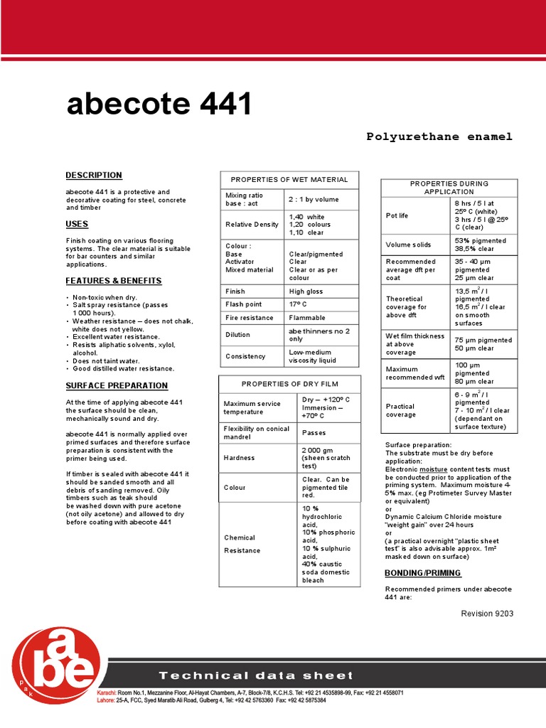 Abecote 441 | PDF | Industrial Processes | Chemical Substances