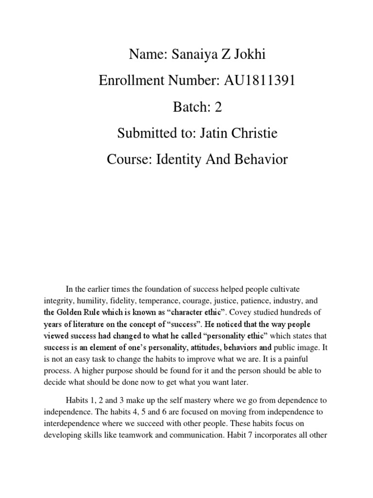 Name: Sanaiya Z Jokhi Enrollment Number: AU1811391 Batch: 2 Submitted ...