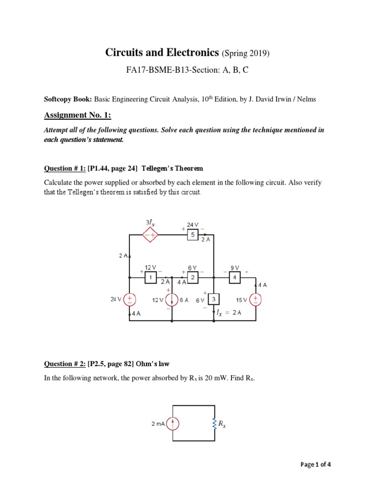 Circuits and Electronics: Assignment No. 1 | PDF