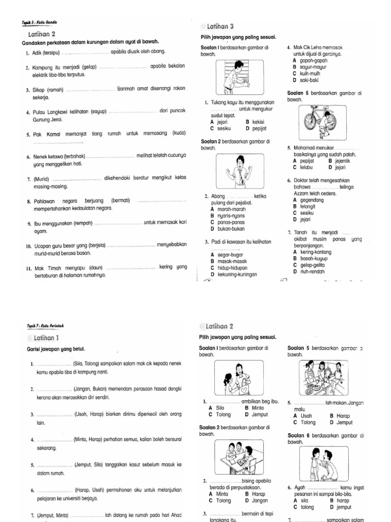 Tahun 6 Melayu Kata Perintah Dan Kata Ganda Latihan | PDF