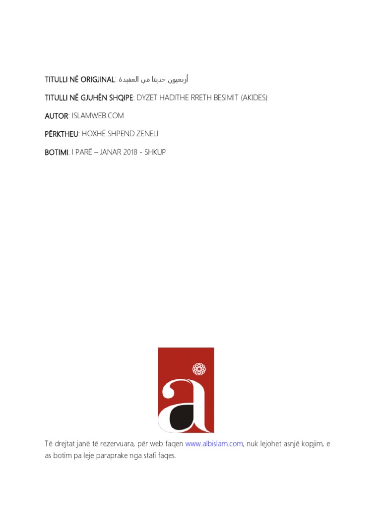 Dyzet Hadithe Rreth Besimit | PDF