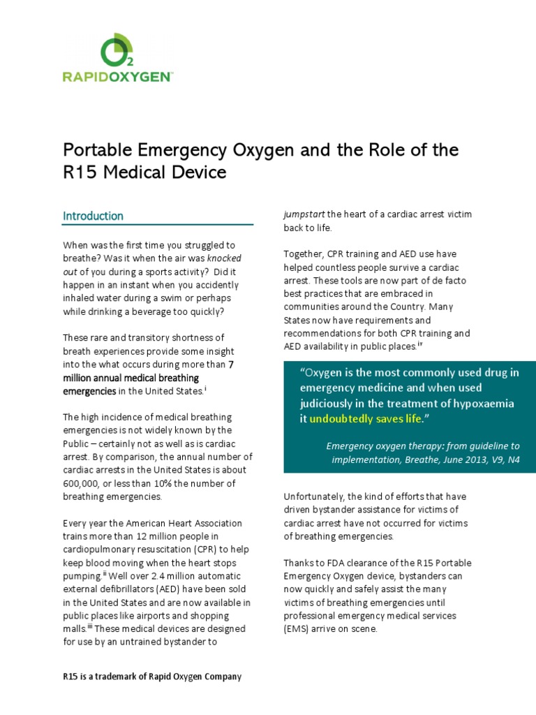 Portable Emergency Oxygen and The Role of The R15™ Medical Device | PDF ...
