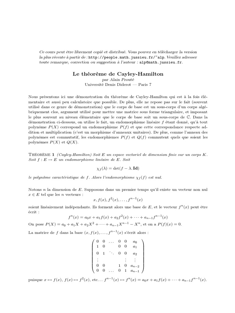 Cayley Hamilton | PDF | Espace vectoriel | Polynôme