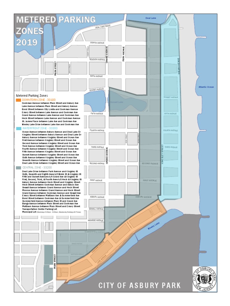 Asbury Park Parking Zone Map | PDF | Transport Infrastructure | Urban ...