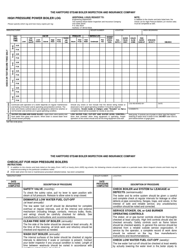 Steam Boiler Inspection Checklist