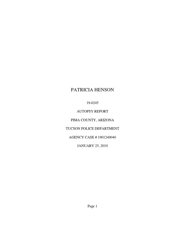 Autopsy Report: Patricia Henson | PDF | Autopsy | Kidney