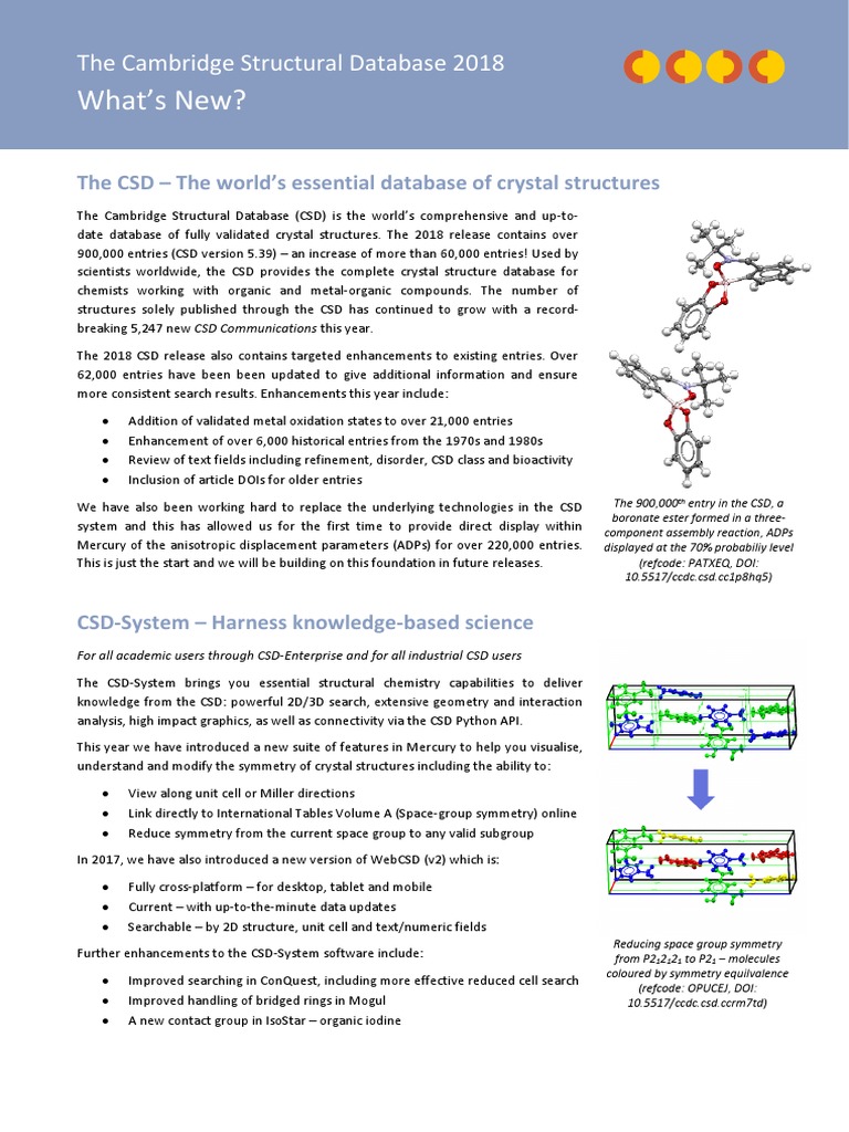 What's New?: The Cambridge Structural Database 2018 | PDF | Computing ...