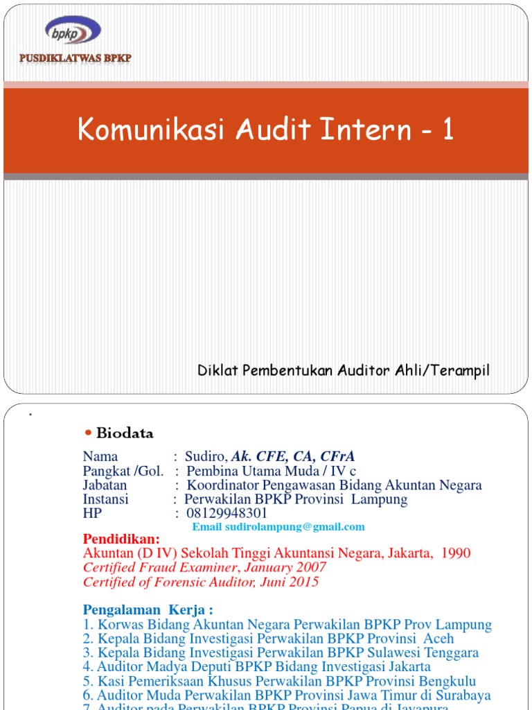 Materi Bahan Ajar Komunikasi Audit Intern - 1 | PDF