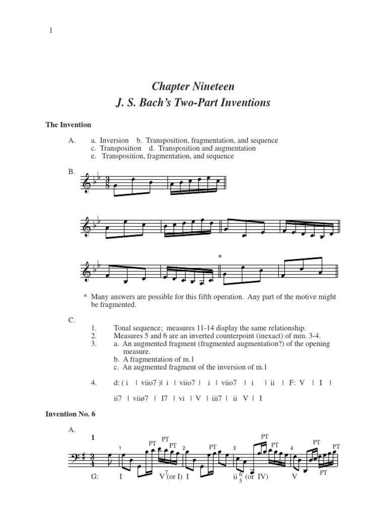 Chapter Nineteen J. S. Bach's Two-Part Inventions: The Invention | PDF ...
