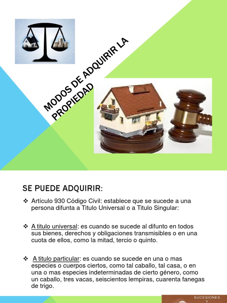 Modos de Adquirir la Propiedad en Derecho Civil | PDF | Posesión (Ley ...