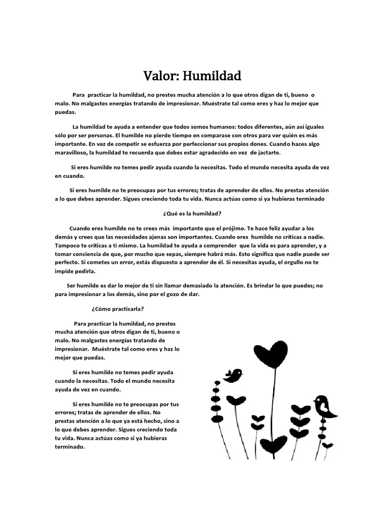 El Valor de la Humildad | PDF | Relaciones personales, crianza y ...
