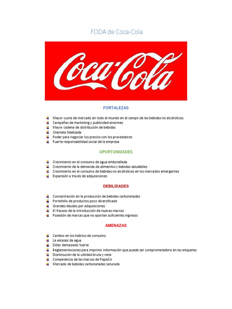 Análisis FODA de Coca-Cola | PDF