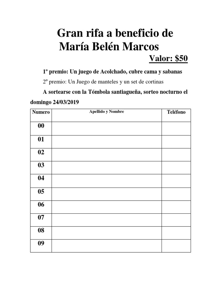 Gran Rifa A Beneficio de María Belén Marcos | PDF | Deportes