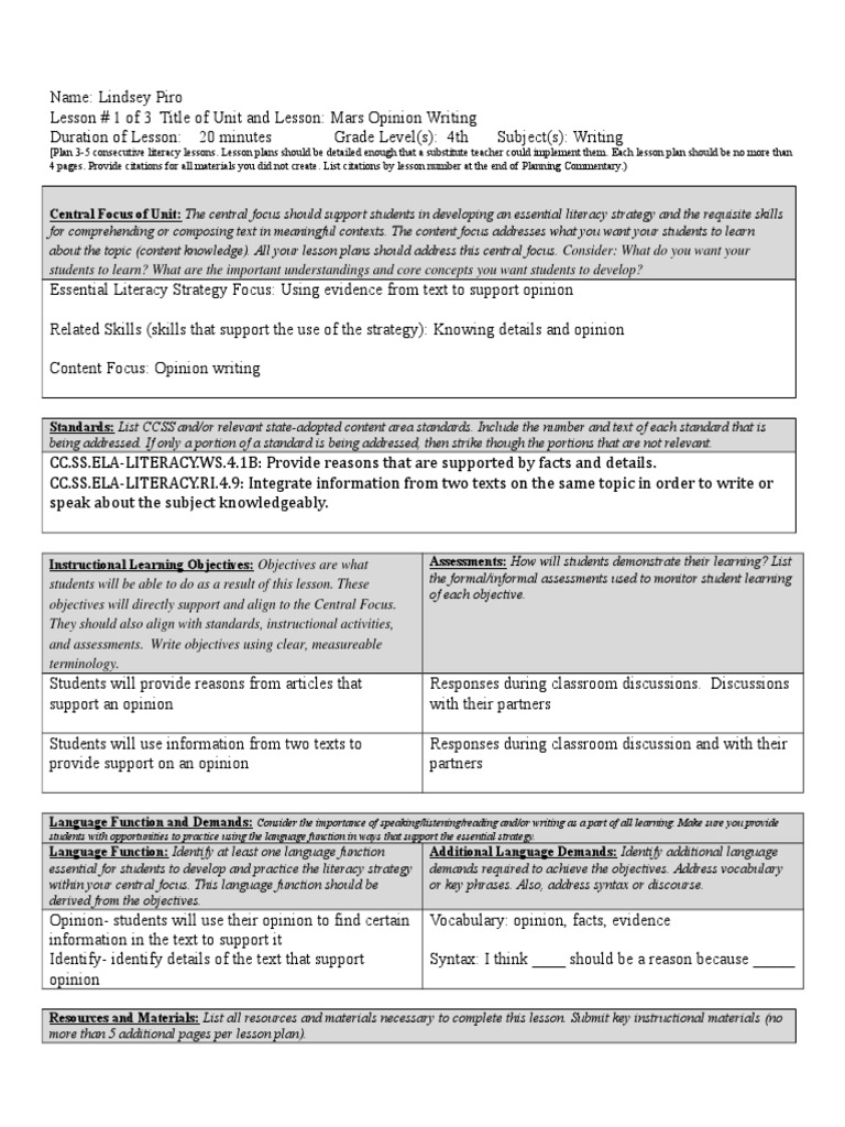 First Lesson Graphic Organizer | PDF | Lesson Plan | Individualized ...
