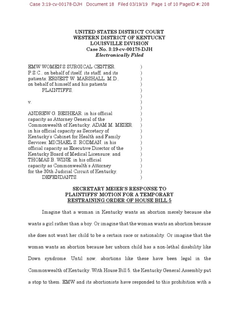 HB5 State Response To TRO Notice of Bill Signing | PDF | Abortion ...