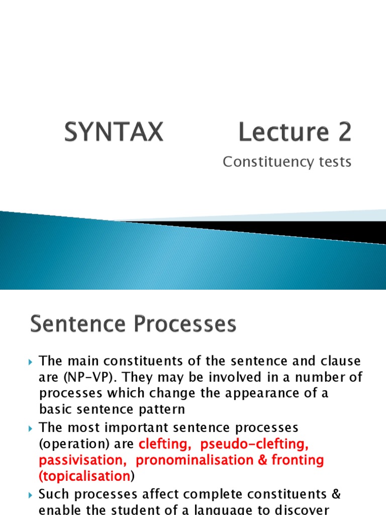 Lecture 2 Syntax | PDF | Clause | Sentence (Linguistics)