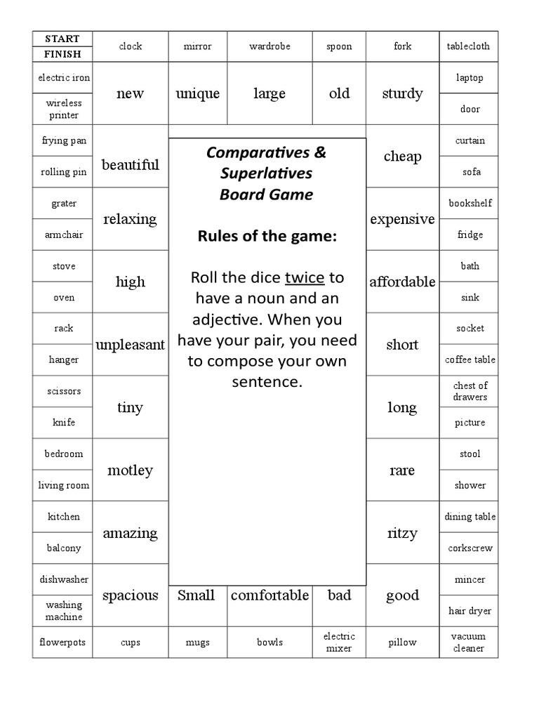 Comparatives and Superlatives Board Game Games 2 | PDF | Language ...