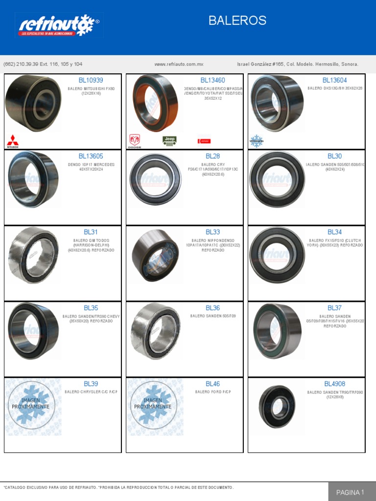 Catálogo de Baleros para Autos Refriauto | PDF | Industria automotriz ...