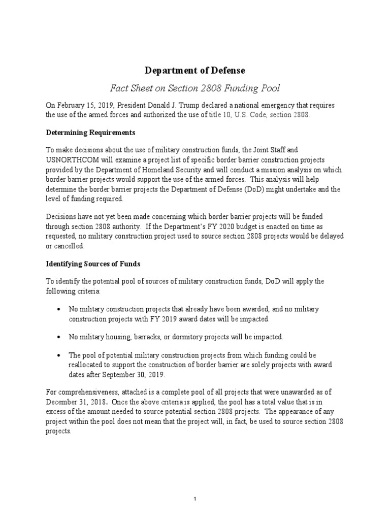 DoD Fact Sheet On Military Construction | PDF | United States Armed ...