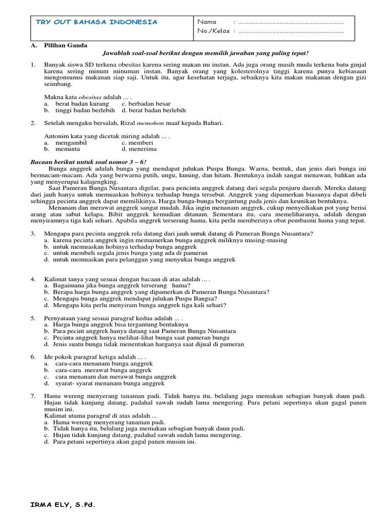 Soal Tri Out Bindo Save | PDF