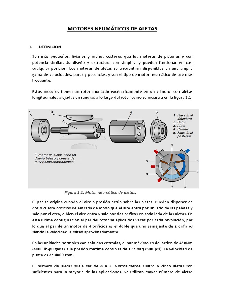 Motores Neumáticos de Aletas: Funcionamiento y Características | PDF ...