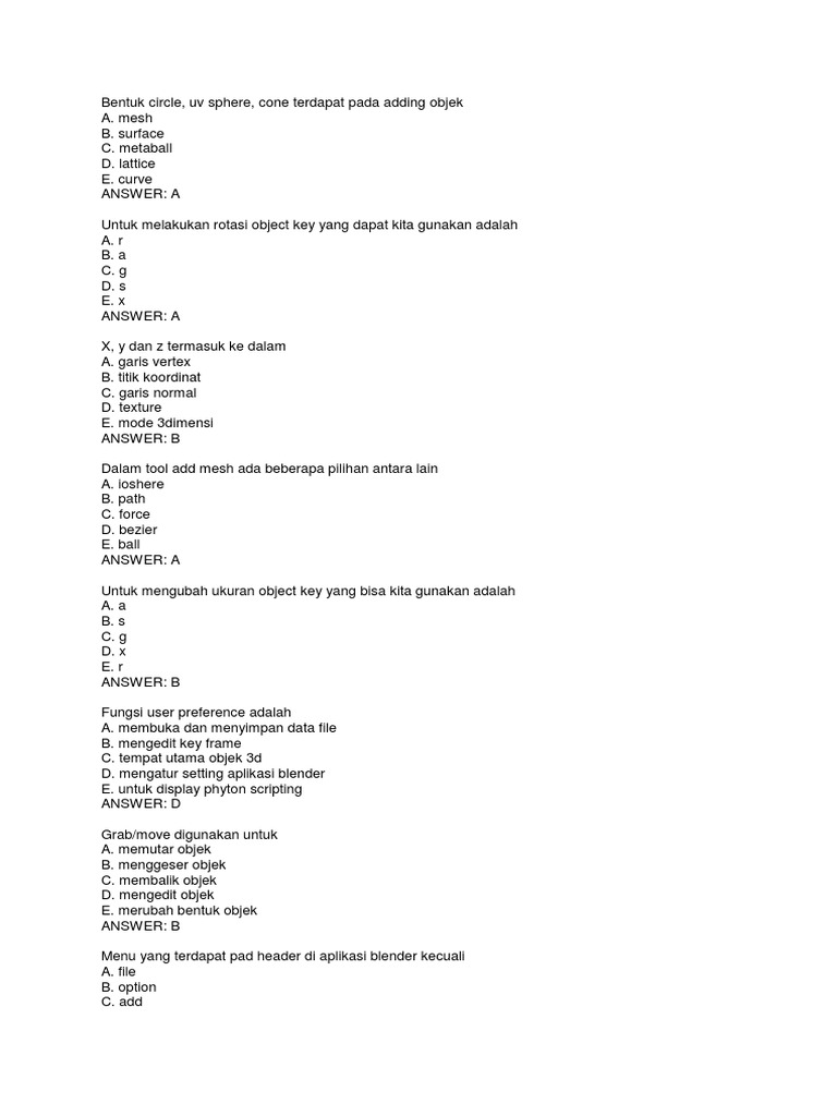 SOAL 3D Dan Kunci | PDF | Metode & Bahan Ajar