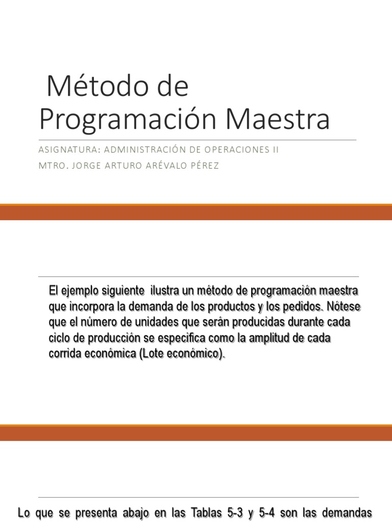 Método de Programación Maestra | PDF | Inventario | Economias