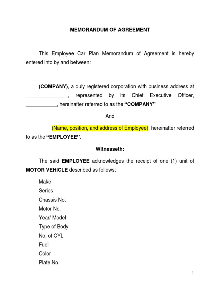 Car Plan For Corporation | PDF | Car | Employment