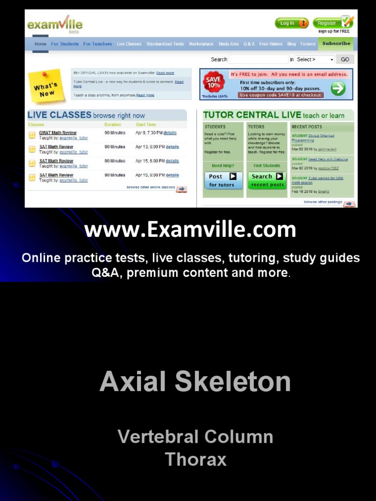 Axial Skeleton Tutorial - Vertebral | PDF