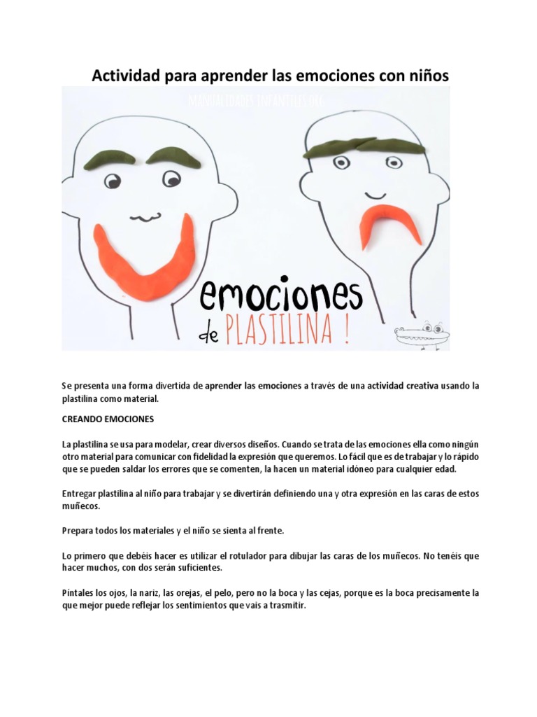 Actividad para Aprender Las Emociones Con Niños | PDF